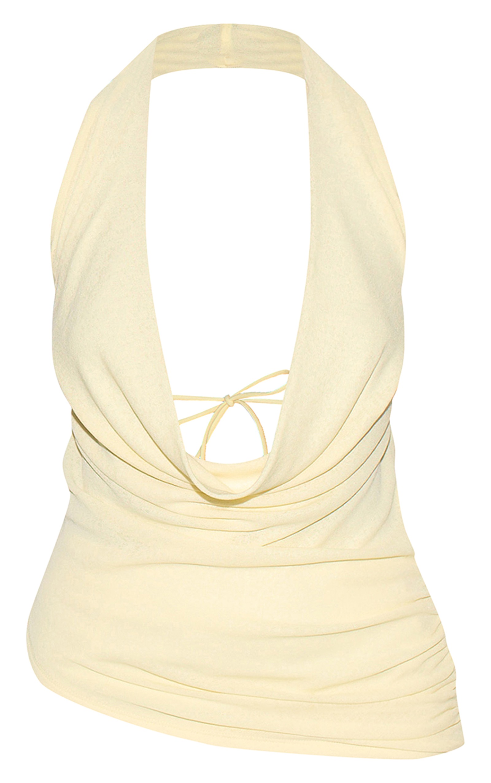 Lemon Burnout Mesh Cowl Neck Detail Long Top | Tops | PrettyLittleThing USA