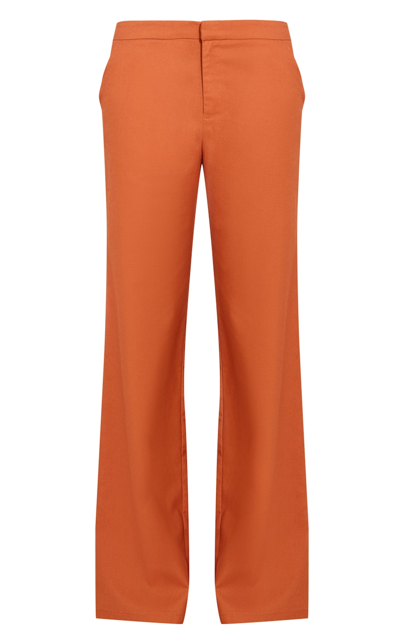 Rust Woven Mid Rise Wide Leg Trousers | Co-ords | PLT