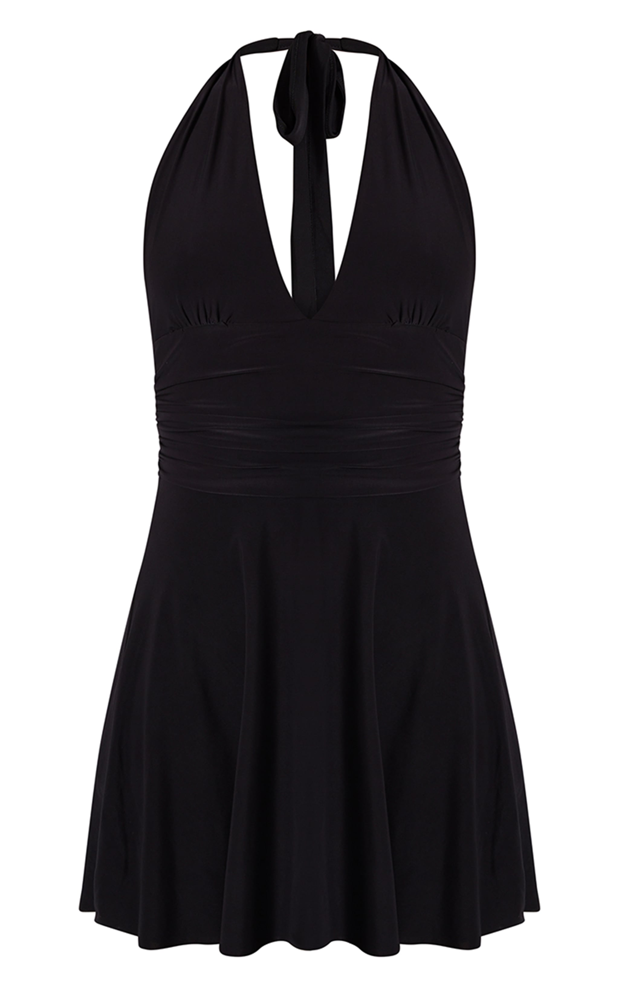 Black Double Layer Halter Neck Back Shift Dress | Dresses ...