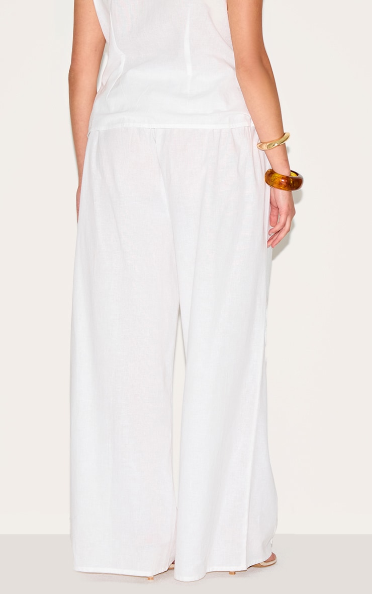 Plus White Wide Leg Drawstring Trousers | Plus Size | PLT