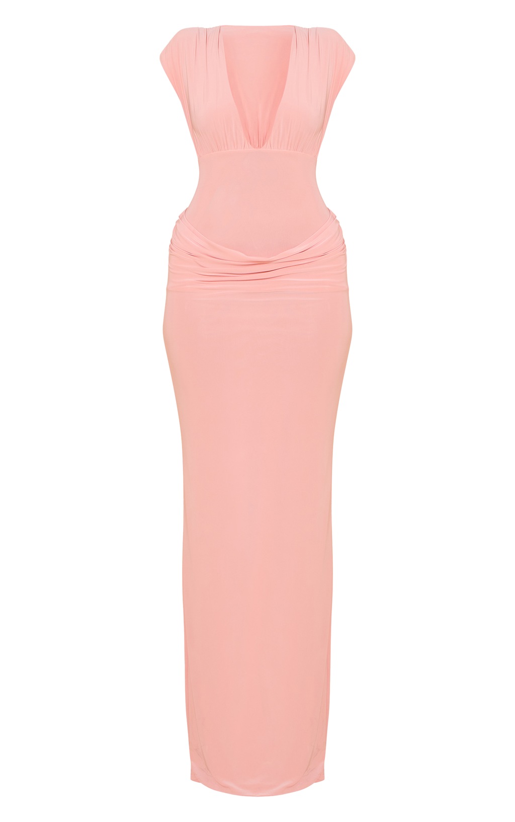 Blush Double Layer Shoulder Drape Waist Maxi Dress | Dresses | PLT