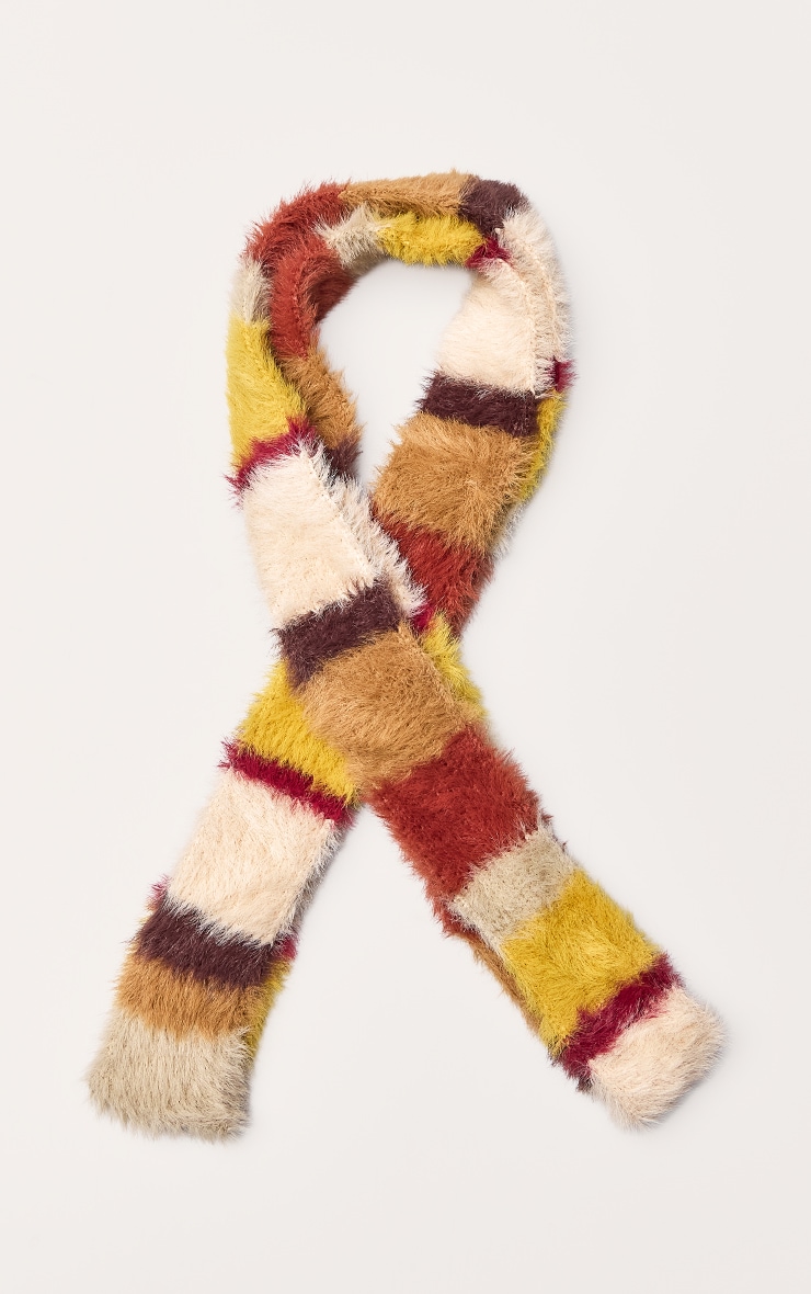 Rust Tonal Skinny Fluffy Scarf | Accessories | PLT