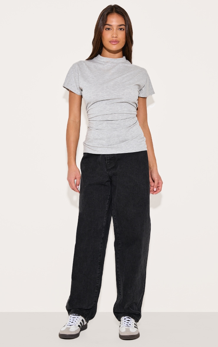 Grey Soft Touch Rib Asymmetric Long Sleeve Top | Tops ...