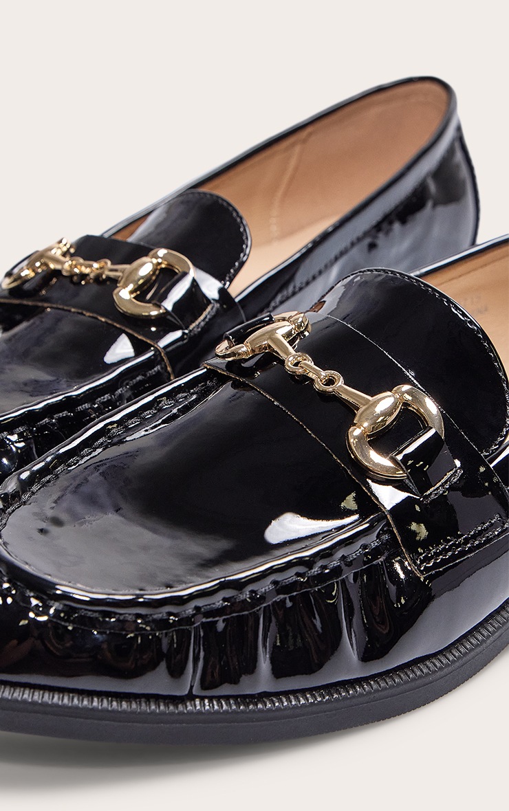 Black Patent Loafer With Gold Buckle Detail | Footwear ...