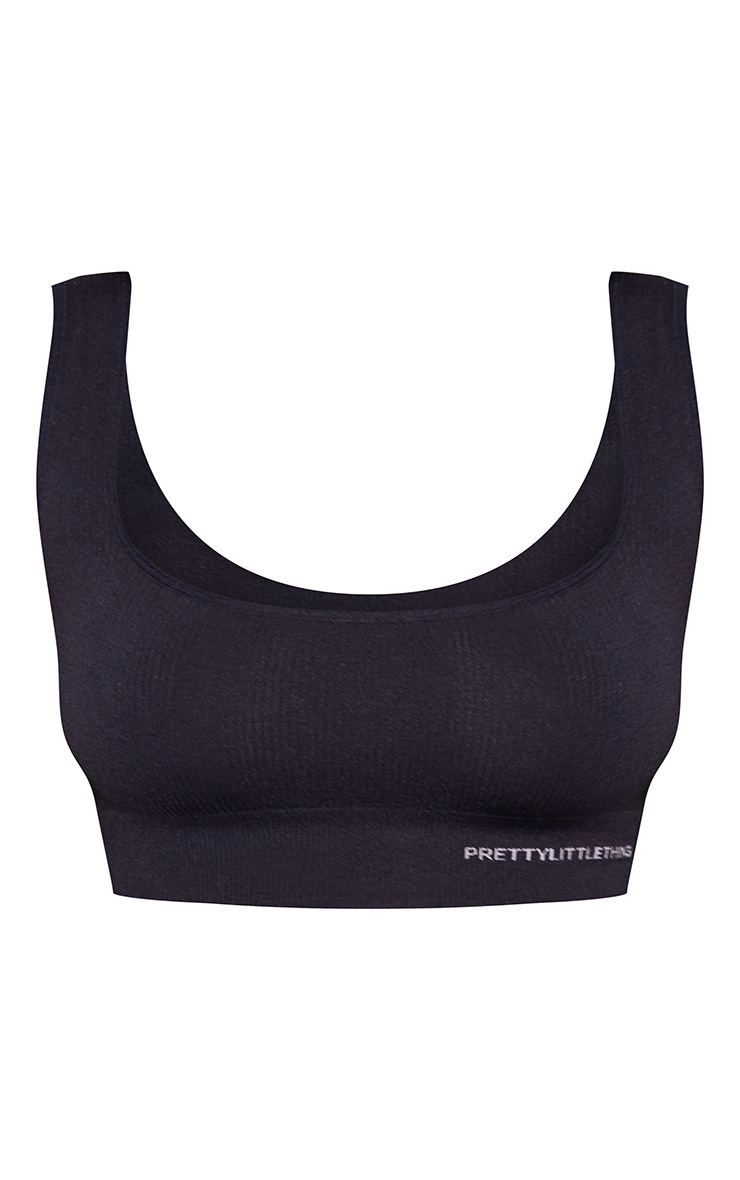 Plt Black Recycled Seamless Square Neck Bra | PrettyLittleThing IE