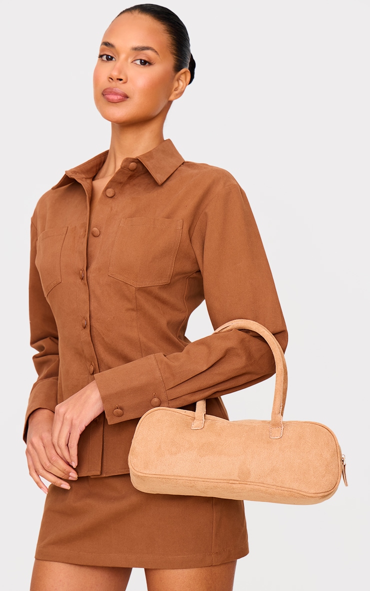 Sac À Main Style Baguette En Suédine Sable | Accessoires ...