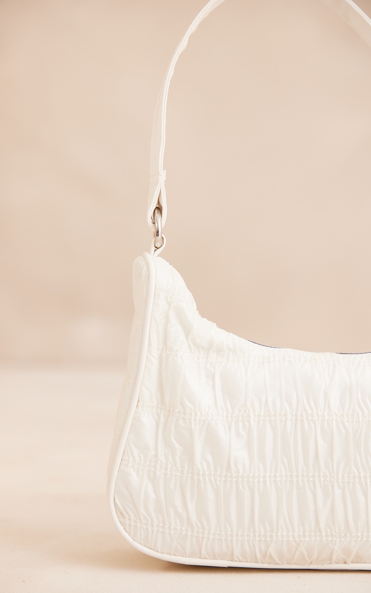 Cream Ruched Row Shoulder Bag | Accessories | PLT