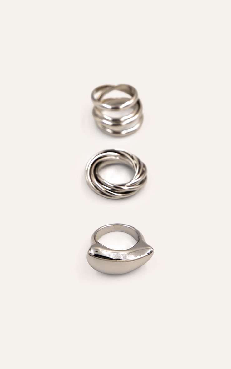 Silver Twisted Tear Drop Rings Set | Accessories | PLT