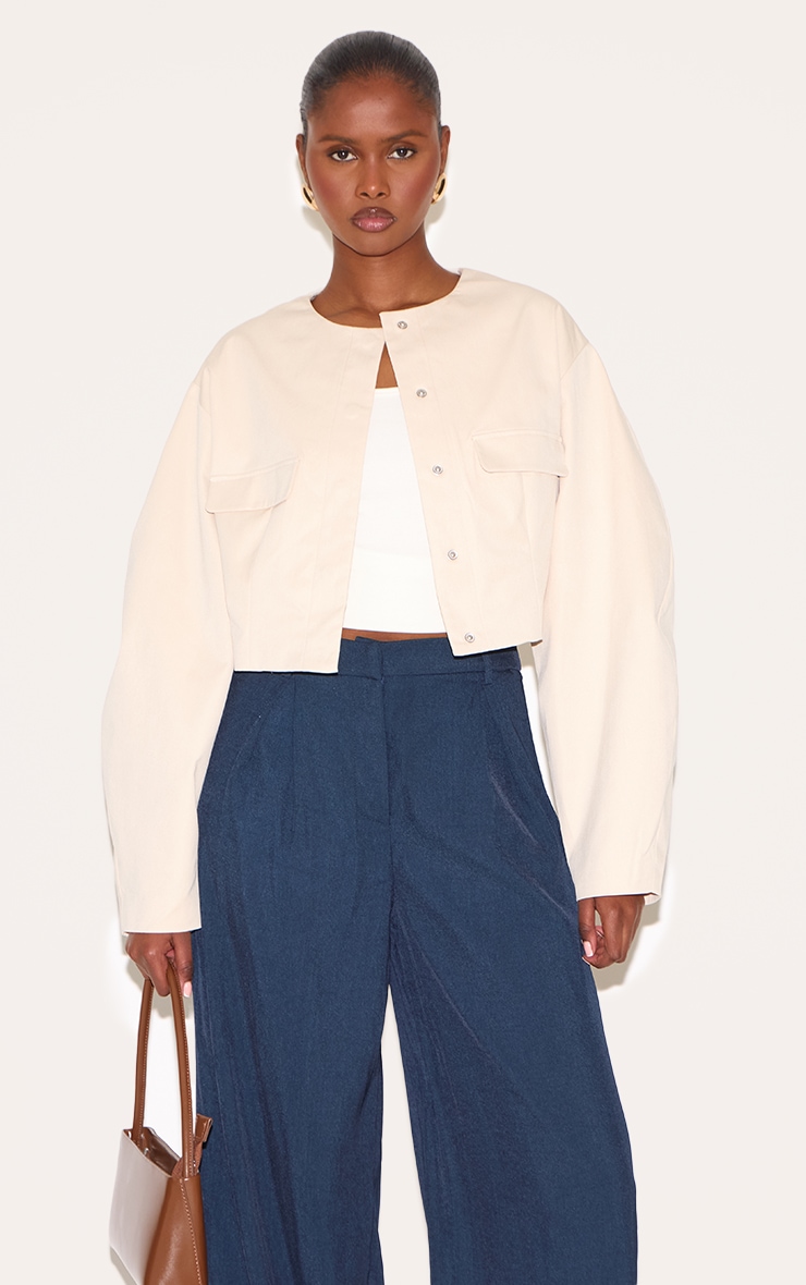 Ecru Cocoon Sleeve Cropped Blazer | Outerwear | PLT