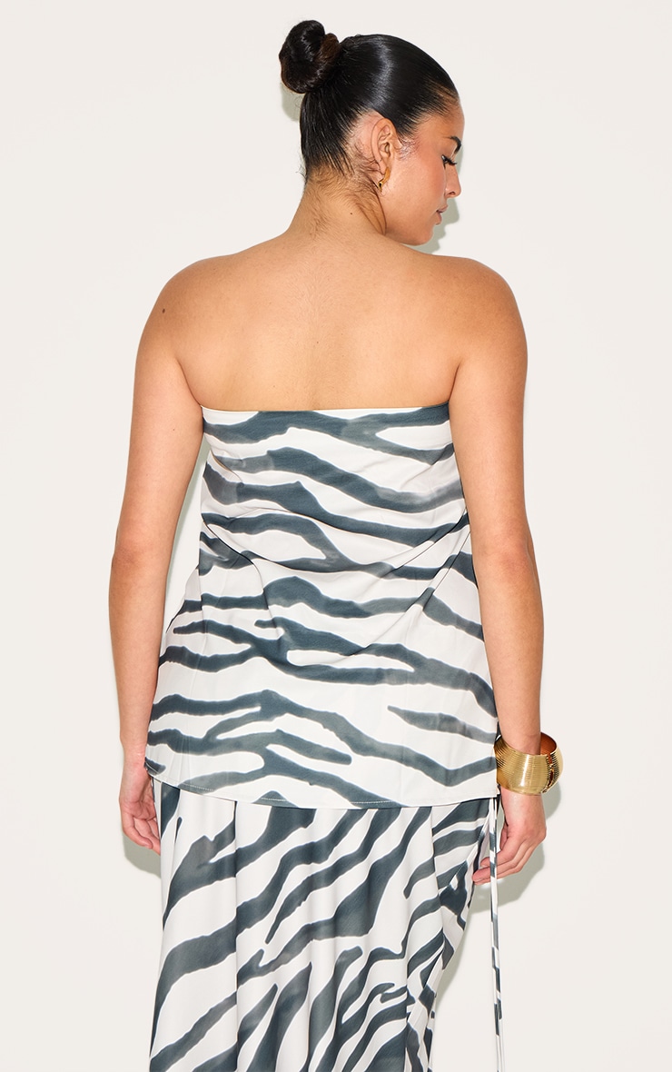 Plus Multi Zebra Floaty Woven Bandeau Long Top | Plus Size ...