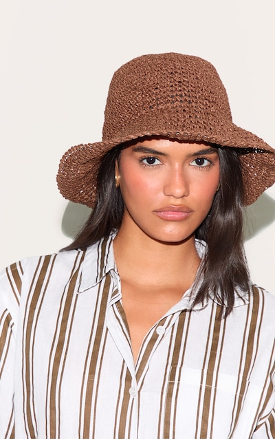 Chocolate Raffia Bucket Hat | Accessories | PLT AUS