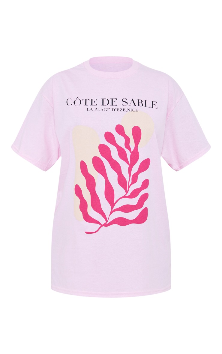Baby Pink Cote De Sable Print Oversized T Shirt | Tops | PLT
