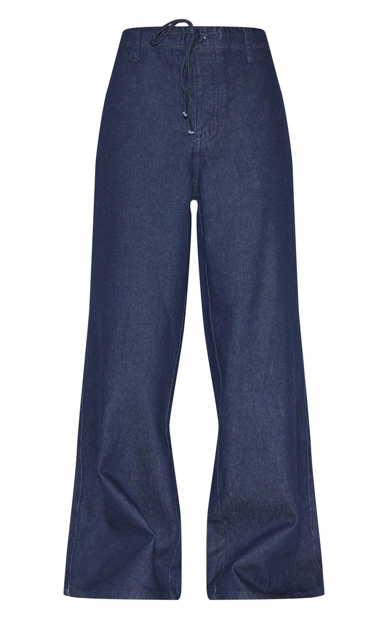 Petite Indigo Denim Relaxed Drawstring Jeans | Petite | PLT