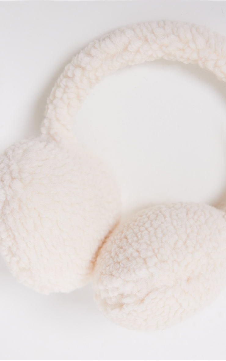 Cream Teddy Ear Muffs | Accessories | PrettyLittleThing USA