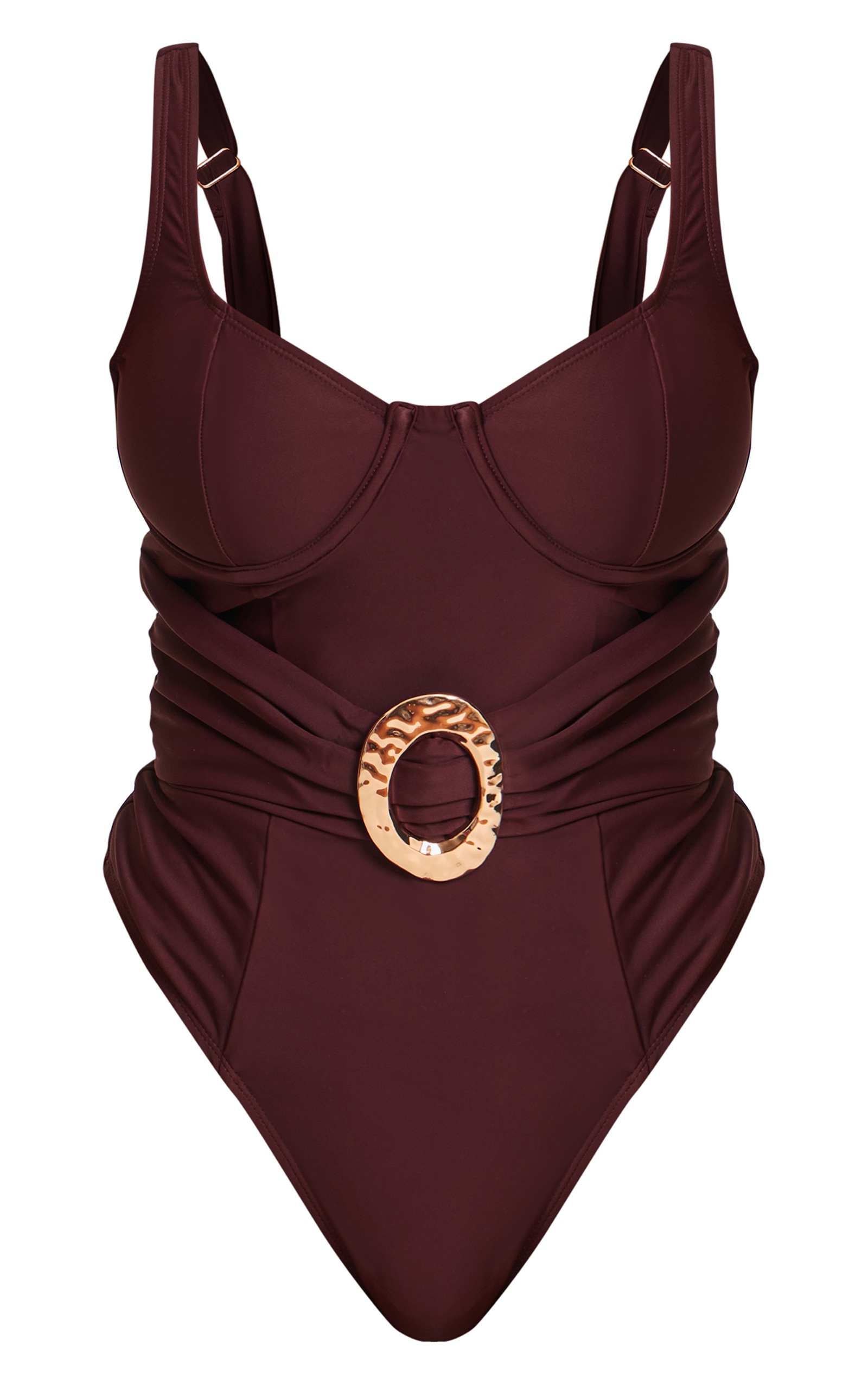Shape Plum Underwired Cup Hammered Gold Trim Belted Swimsuit | Shape ...