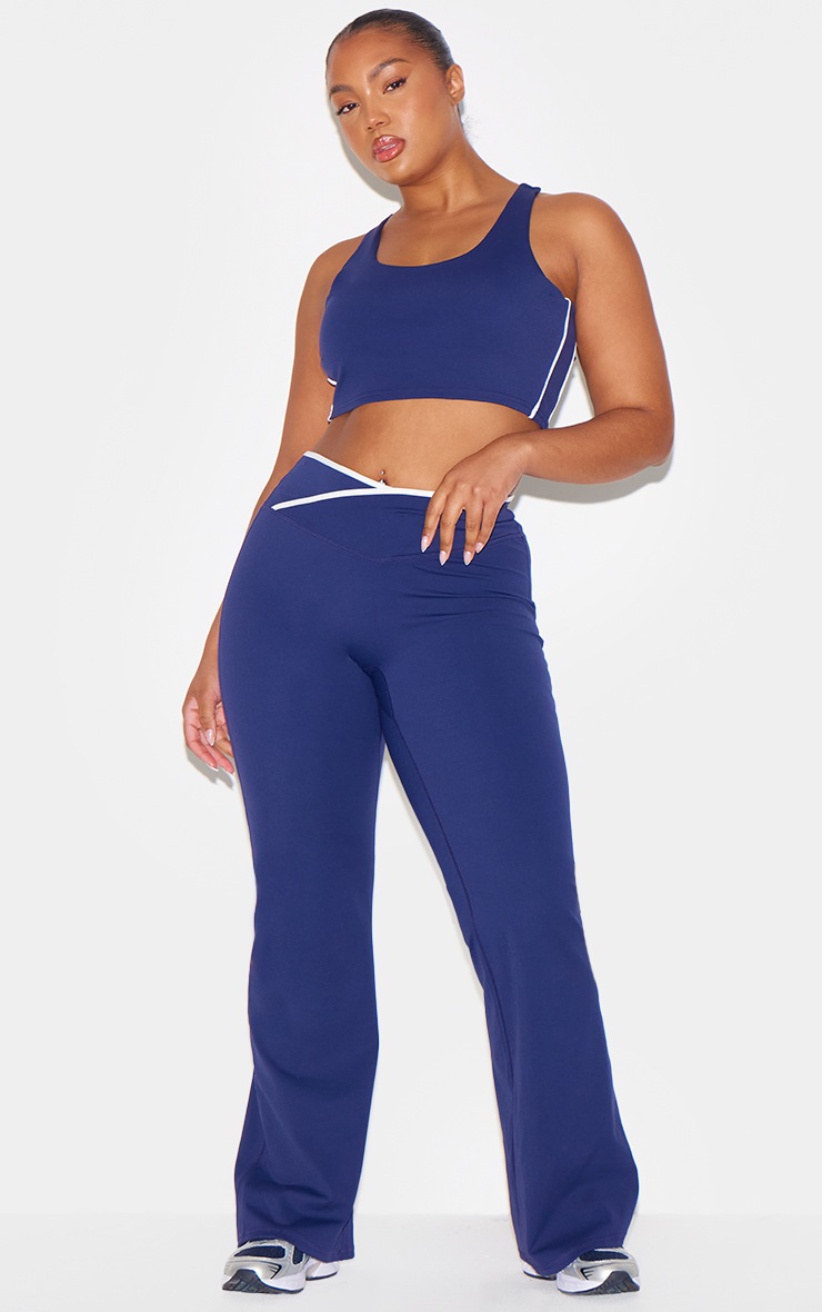 Navy Sculpt Double Layer Padded Contrast Binding Bra | Athleisure ...