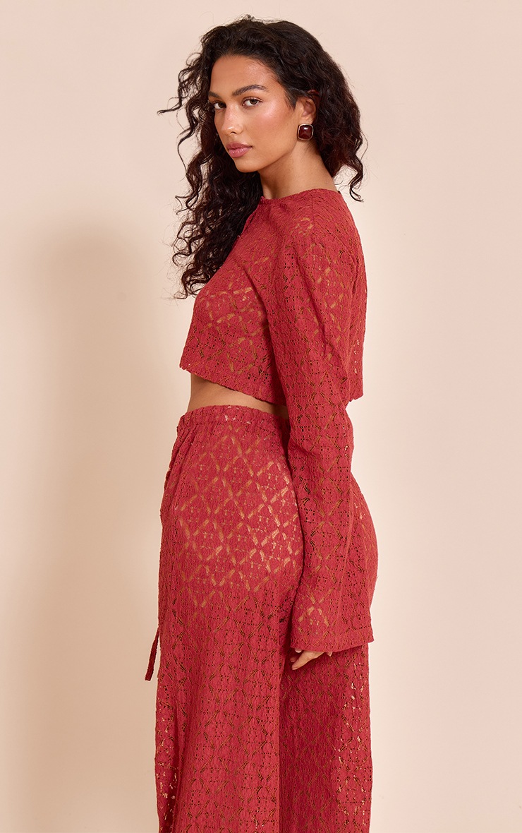 Rust Lace Button Detail Crop Top | Co-ords | PLT