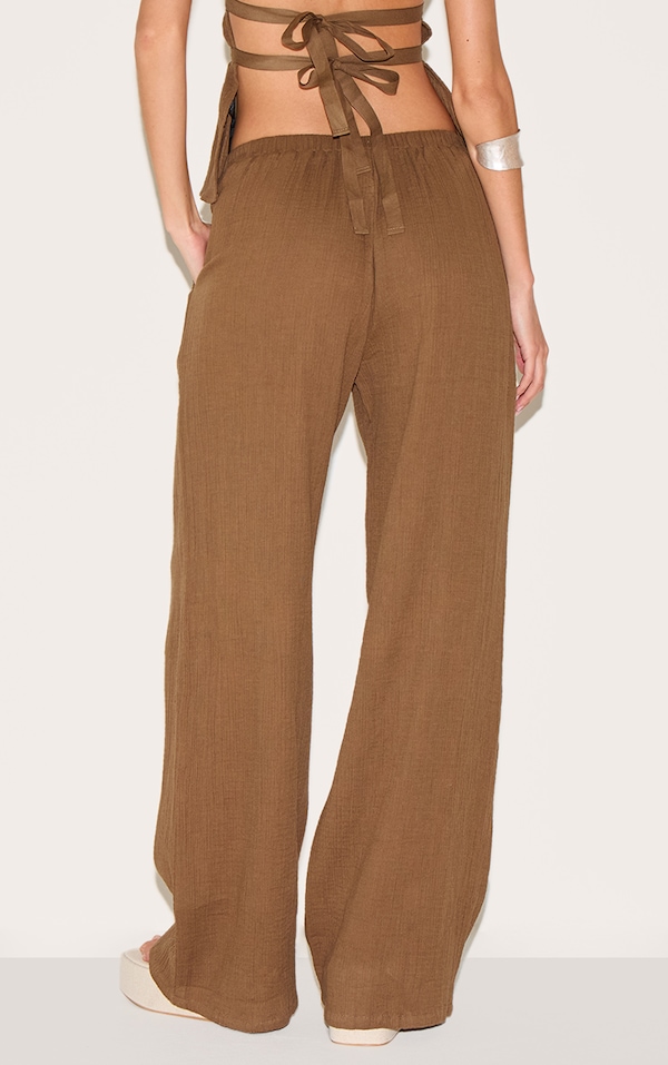Mushroom Cheesecloth Low Rise Wide Leg Pants | Co-ords ...