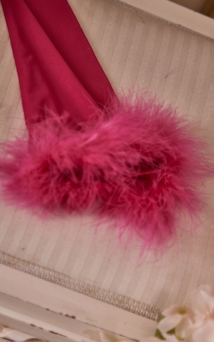 Pink Feather Trim Gloves | Accessories | PrettyLittleThing CA