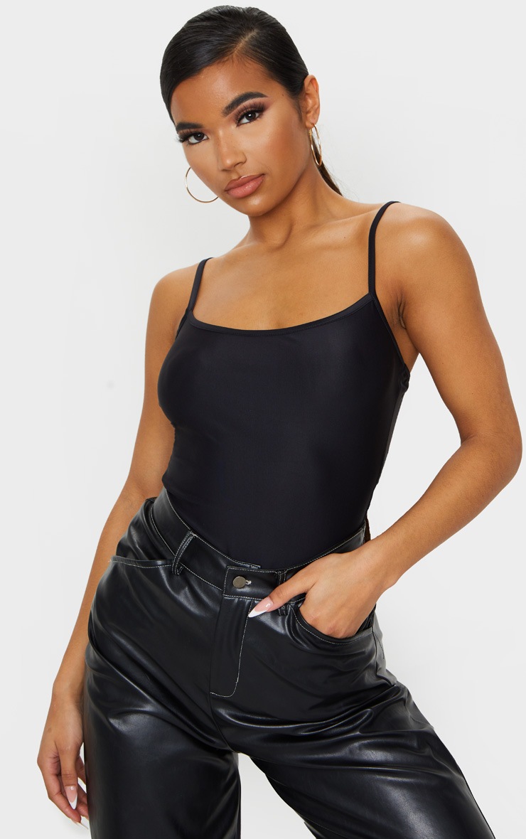 Black Slinky Cami Top | Tops | PrettyLittleThing USA