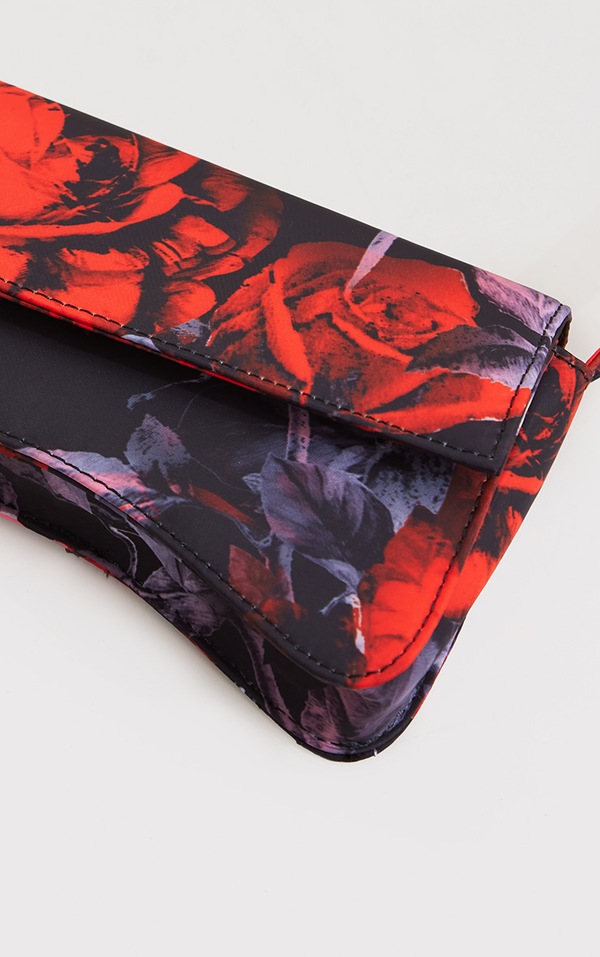 Red Floral Print Baguette Shoulder Bag | Accessories ...