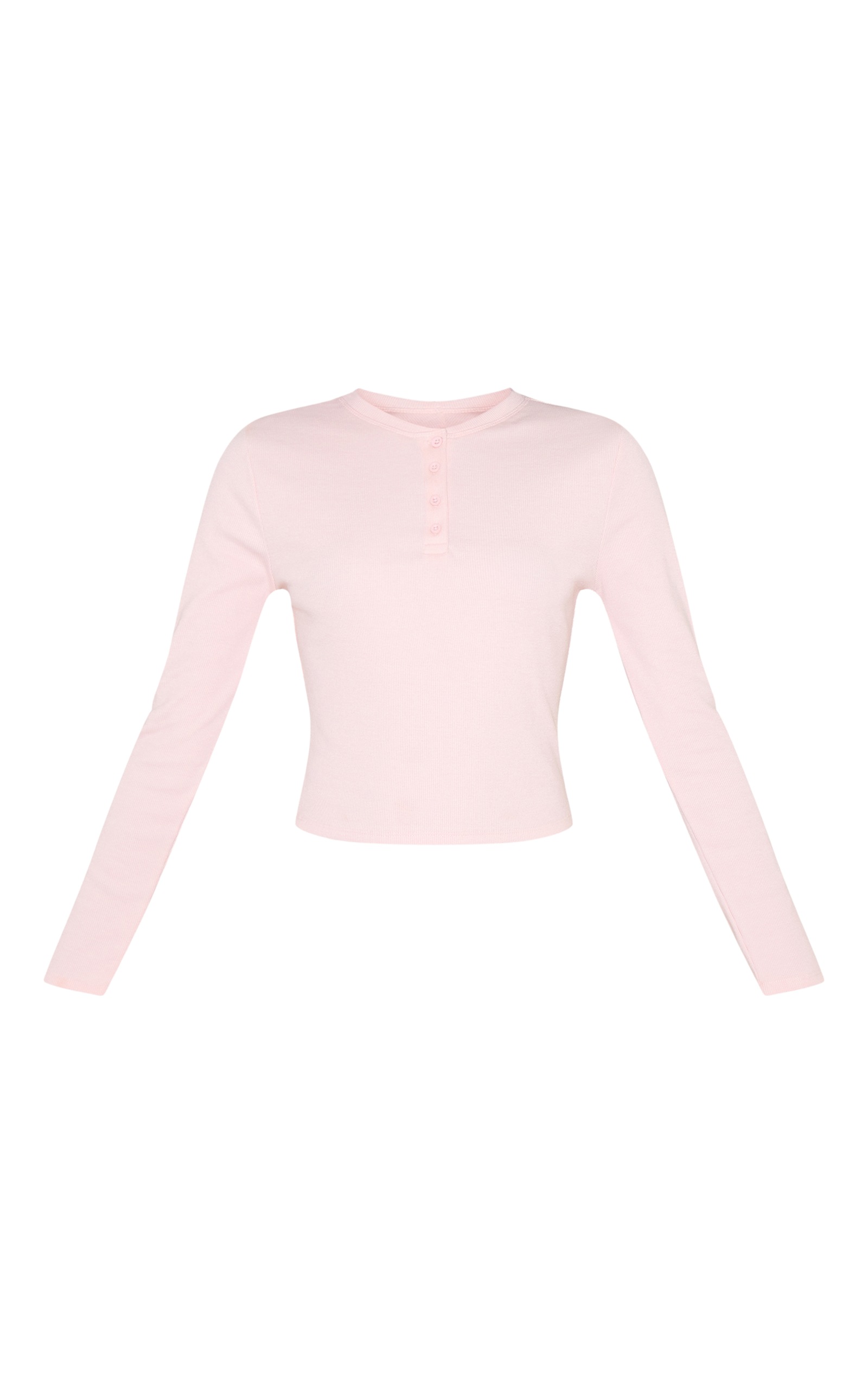 Baby Pink Ribbed Button Down Long Sleeve Pj Top | Lingerie & Nightwear ...