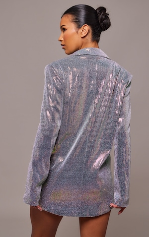 Silver Sequin Glitter Blazer Dress | Dresses | PLT