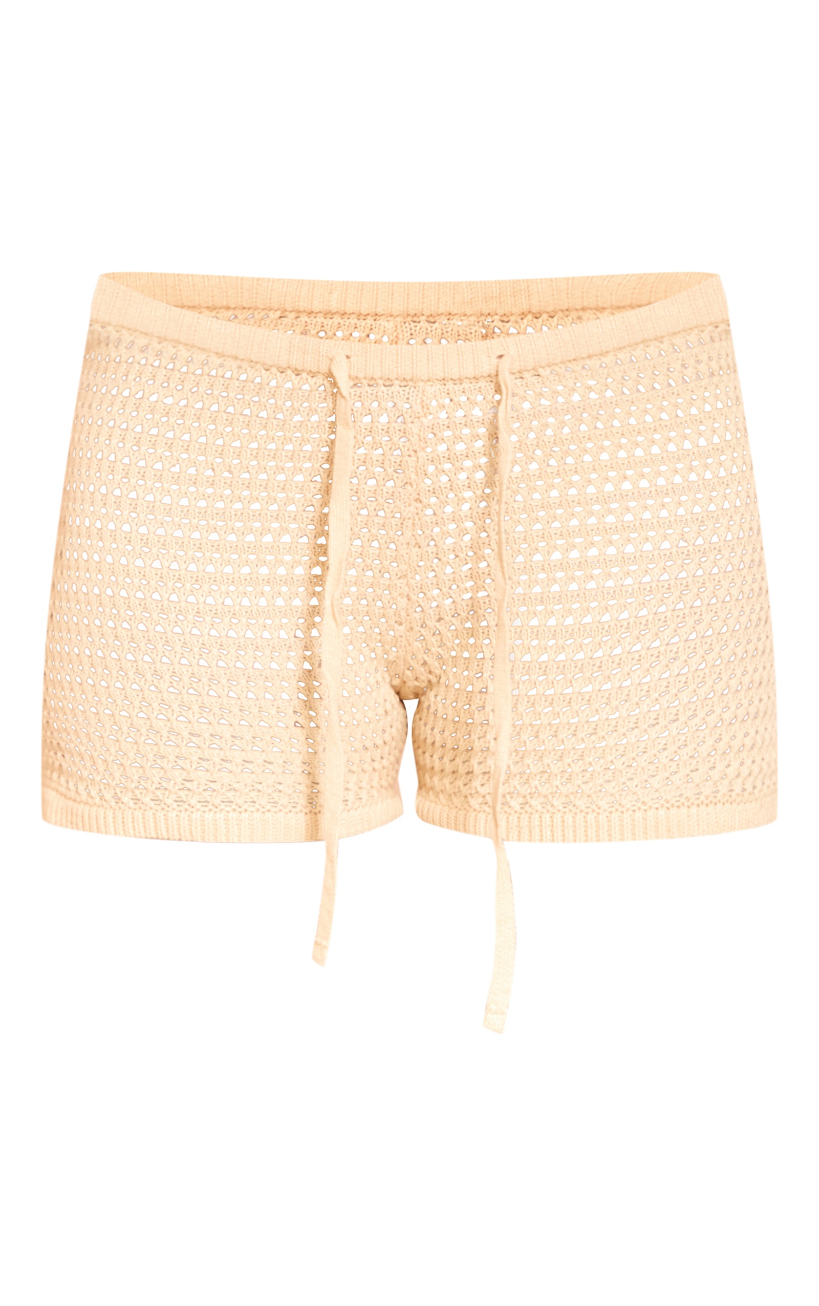 Lemon Fine Crochet Knit Drawstring Shorts | Knitwear | PLT