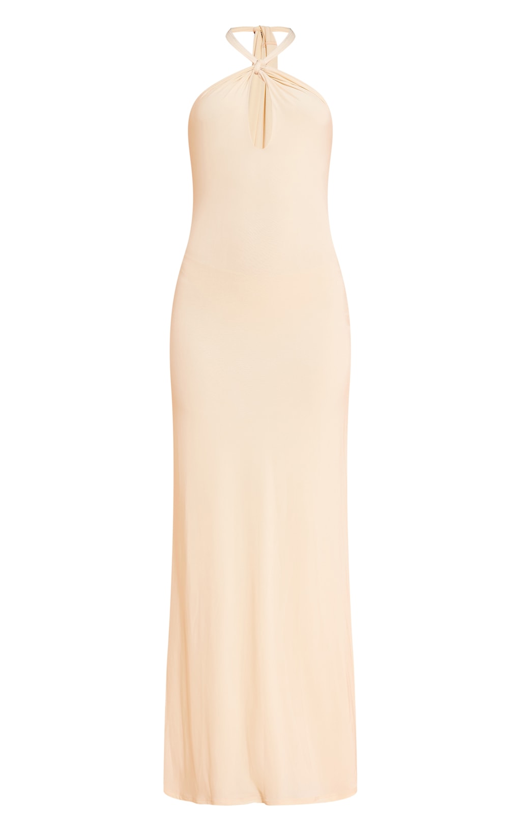 Almond Slinky Keyhole Detail Sleeveless Maxi Dress | Dresses | PLT