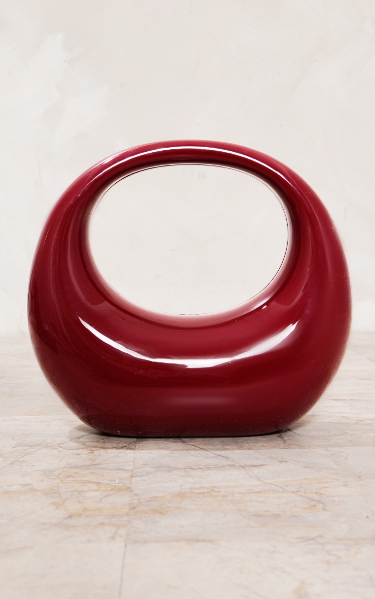 Burgundy Hard Smooth Curve Handbag | Accessories | PrettyLittleThing USA