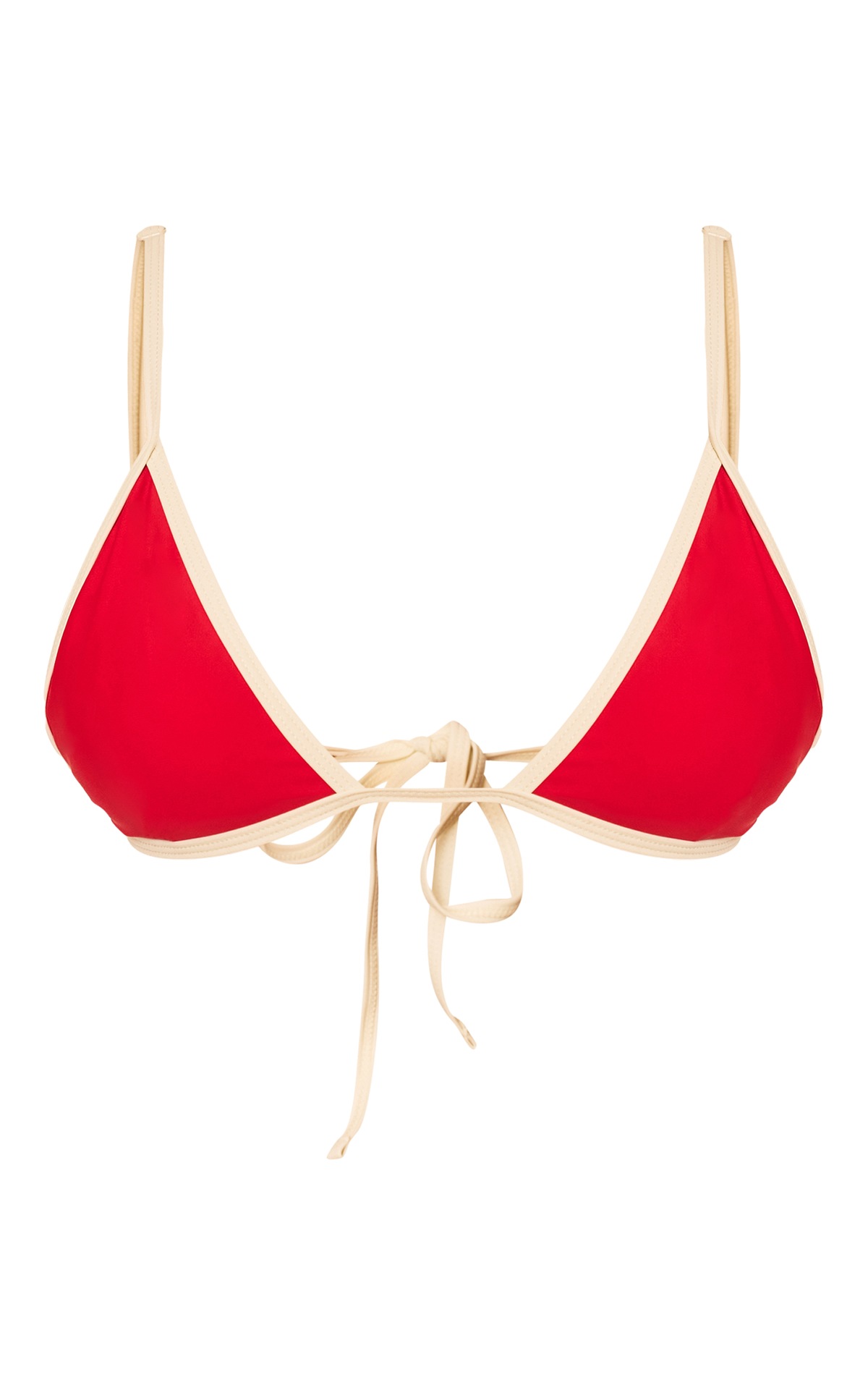 Red Triangle Contrast Binding Bikini Top | Swimwear | PLT