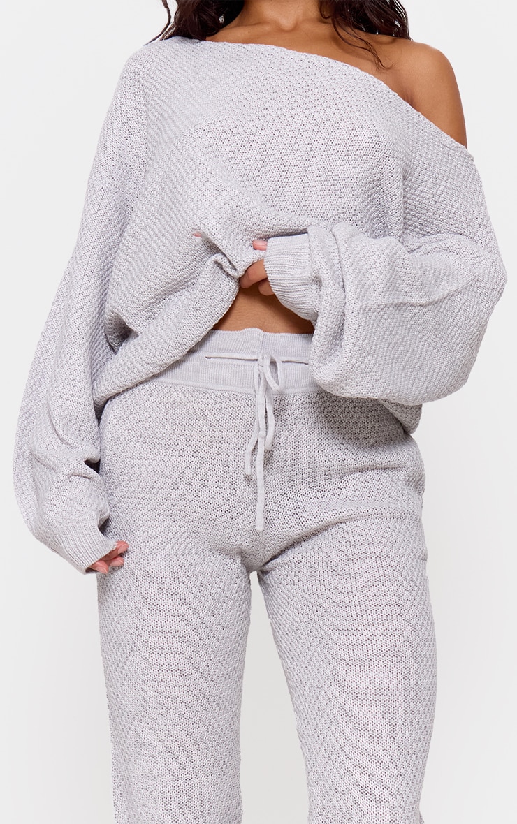 Grey Waffle Knitted Lounge Set | Knitwear | PrettyLittleThing