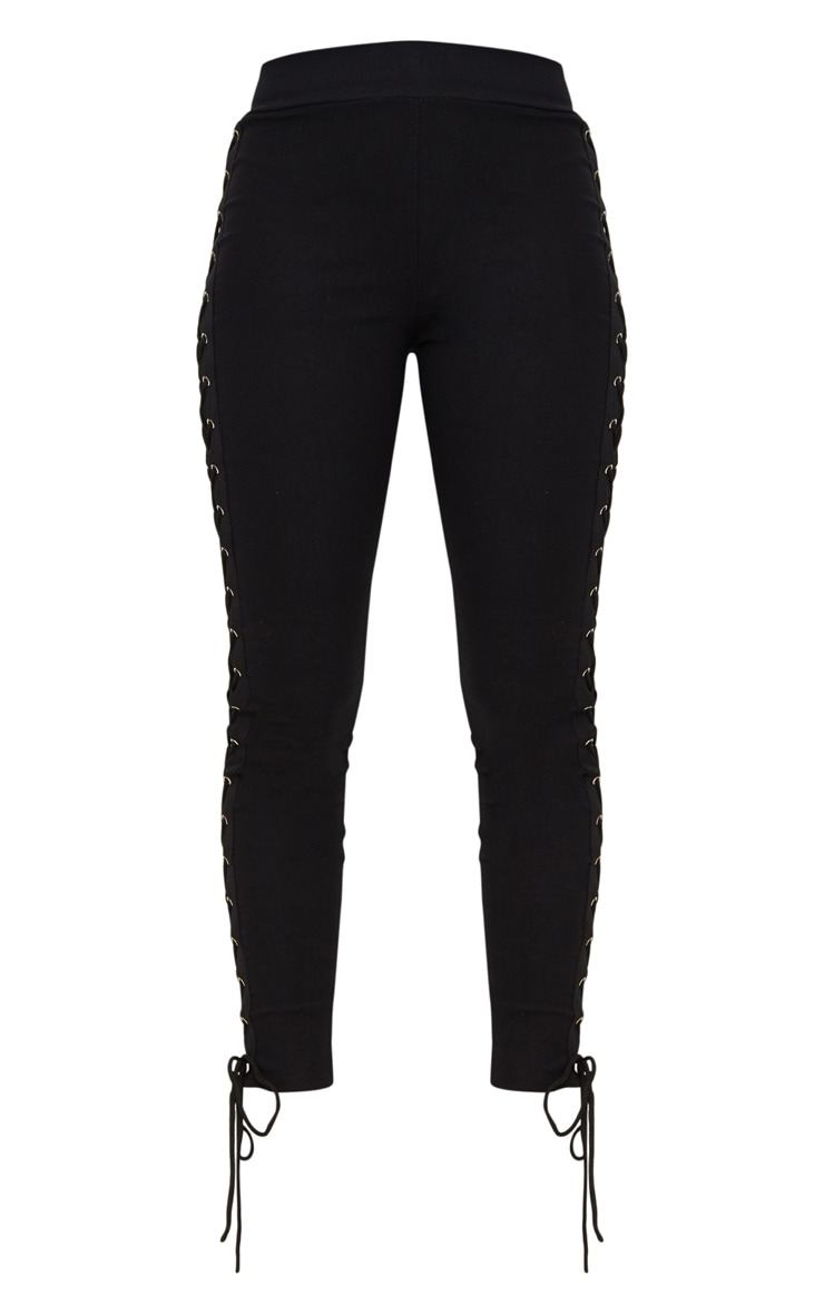 Black Lace Up Side Eyelet Pant | Pants | PrettyLittleThing USA