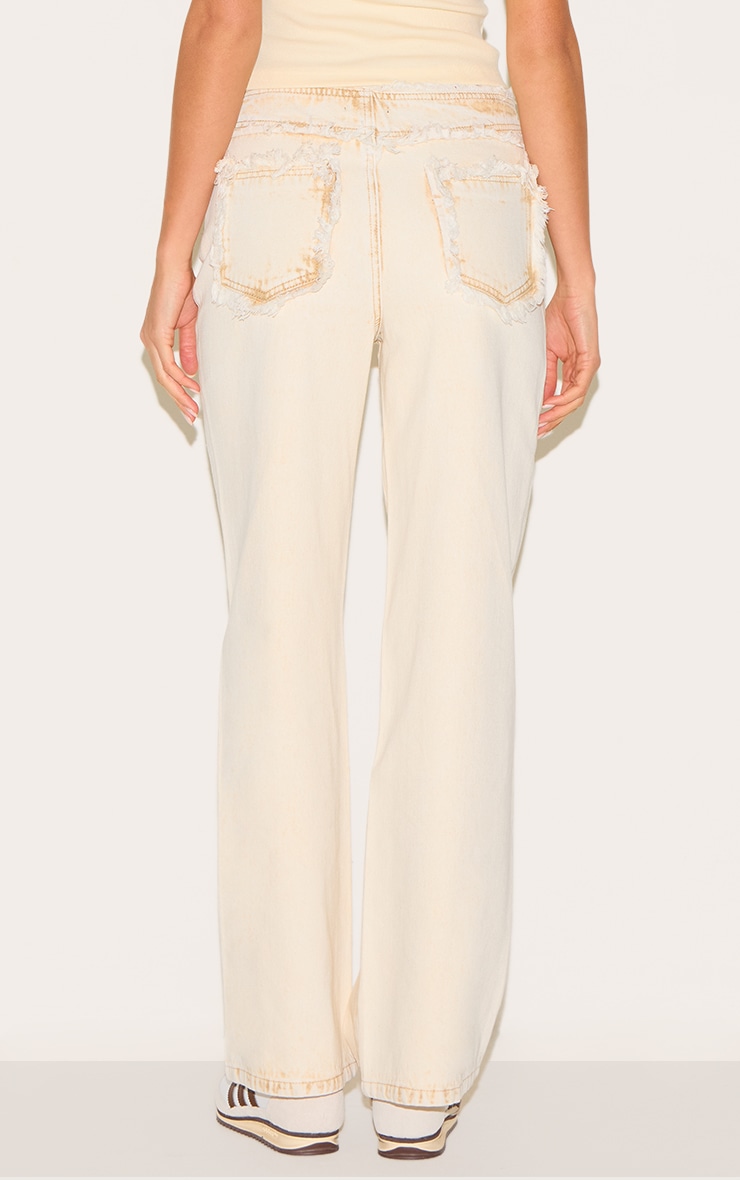 Sand Low Rise No Waistband Straight Leg | Denim | PrettyLittleThing