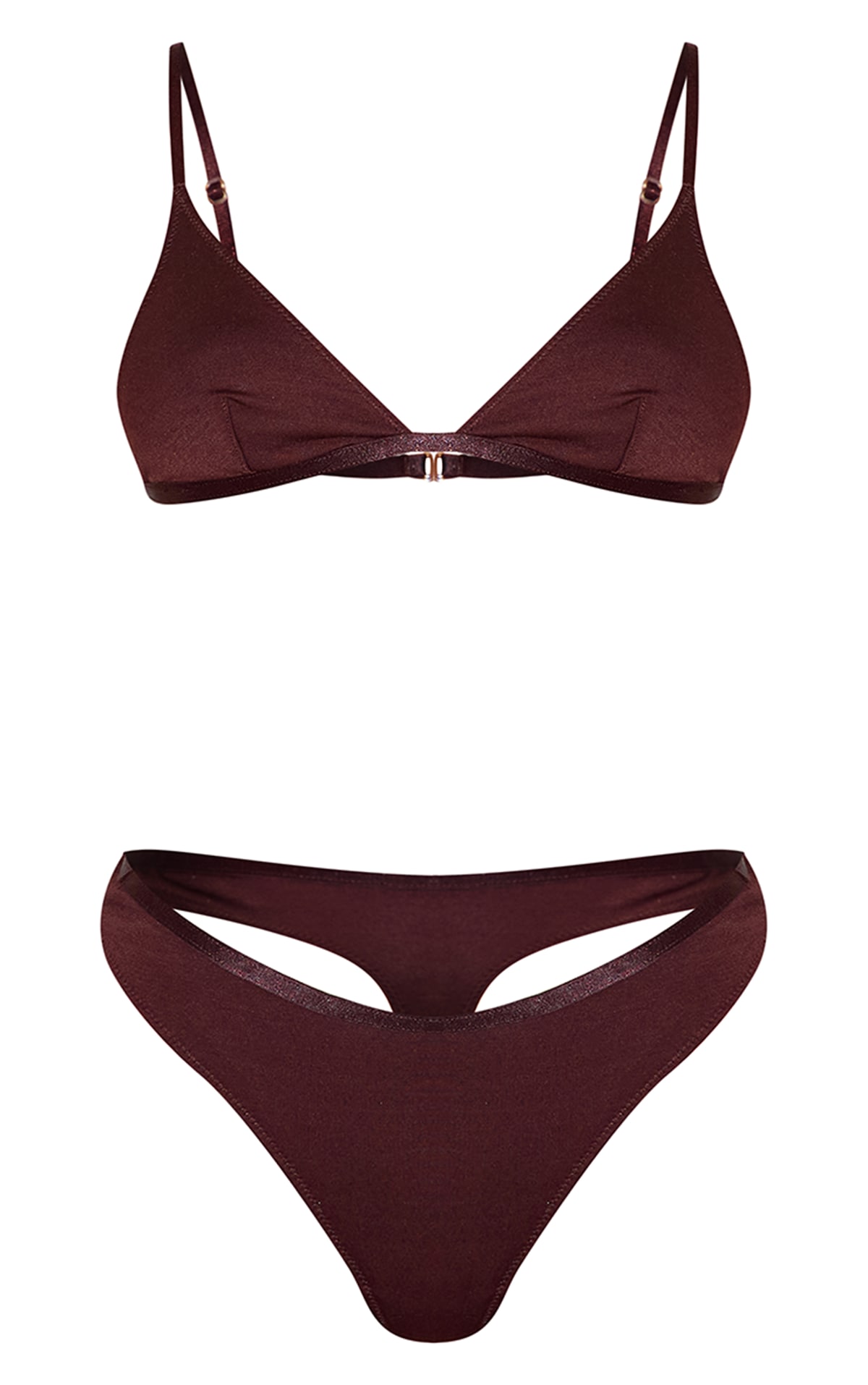 Chocolate Jersey Triangle Basic Lingerie Set | Lingerie & Nightwear | PLT