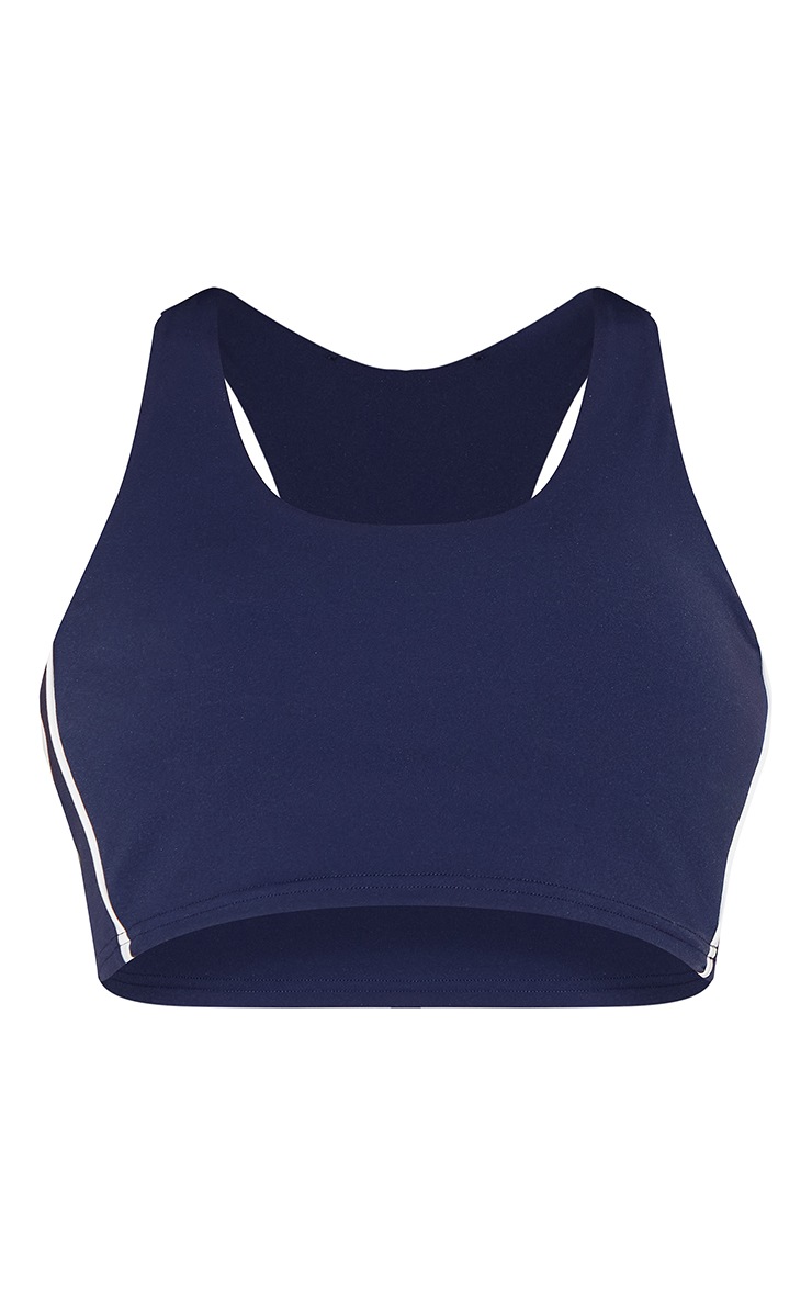 Navy Sculpt Double Layer Padded Contrast Binding Bra | Athleisure ...