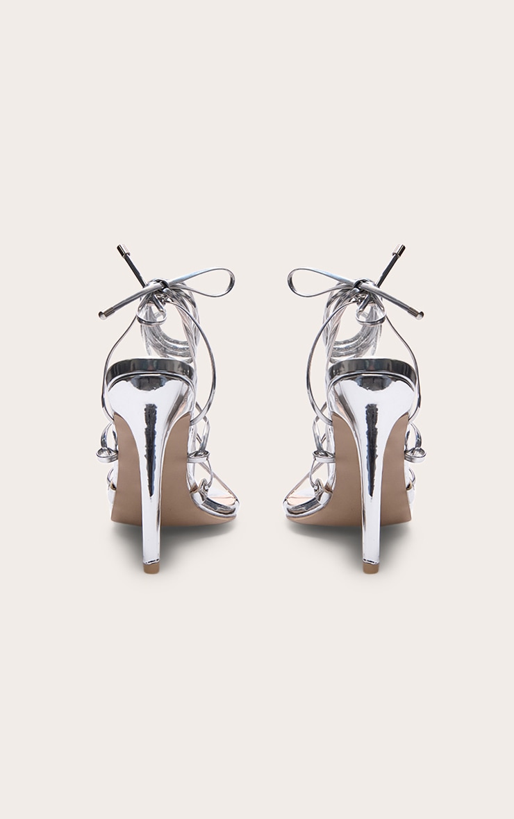 Silver Metallic Strappy Gladiator Point Toe Heels | Footwear ...