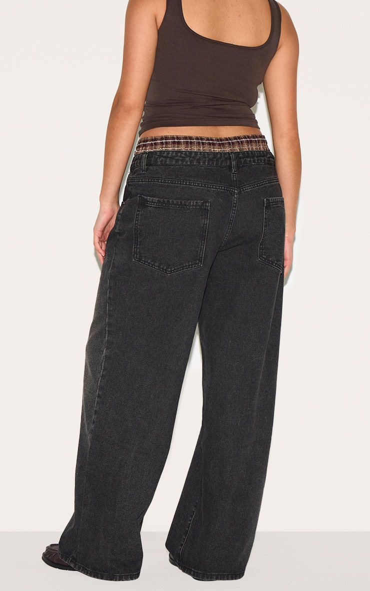 Plus Black Denim Double Layered Boxer Boyfriend Jeans | Plus Size | PLT