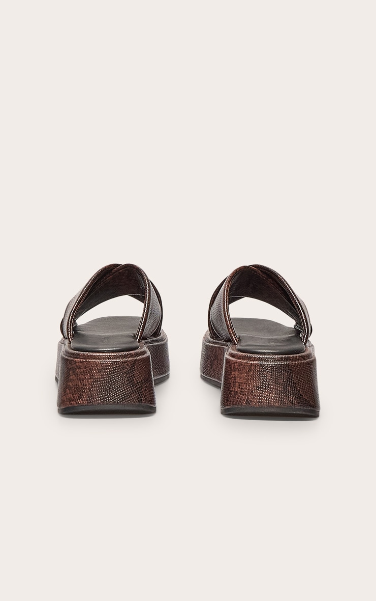 Snake PU Round Toe Cross Strap Flatform Sandals | Footwear | PLT
