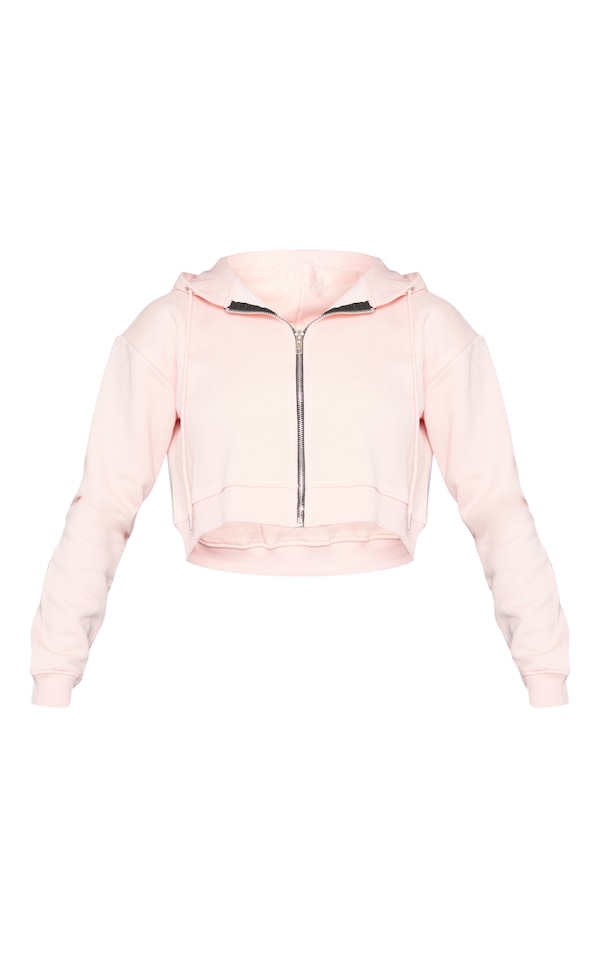 Baby Pink Crop Zip Hoodie | Athleisure | PLT