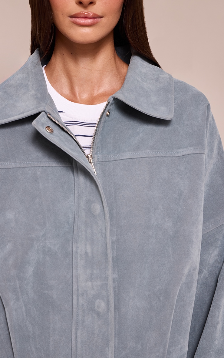 Dusty Blue Covered Placket Bomber Jacket | Outerwear | PLT