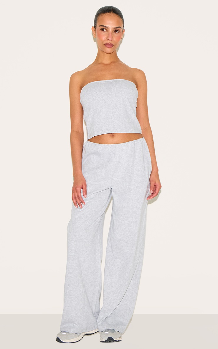 Petite Ash Grey Elasticated Longline Bandeau Top | Petite | PLT