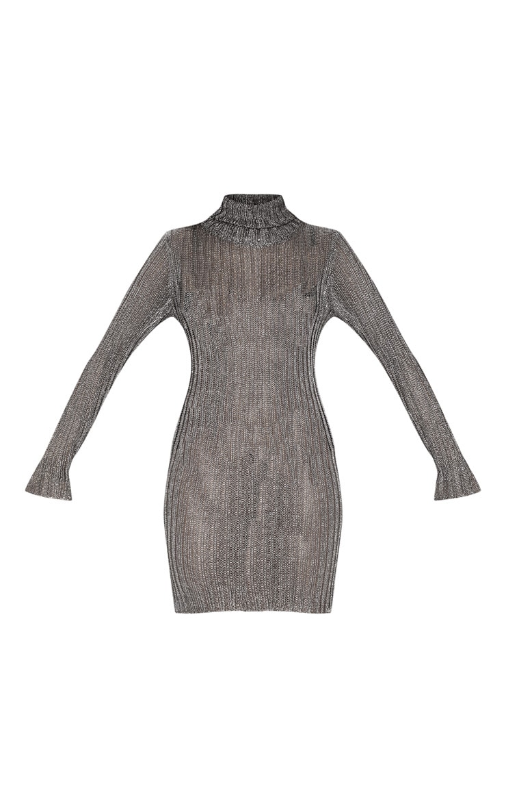 Pewter Metallic Knitted Dress | Knitwear | PrettyLittleThing