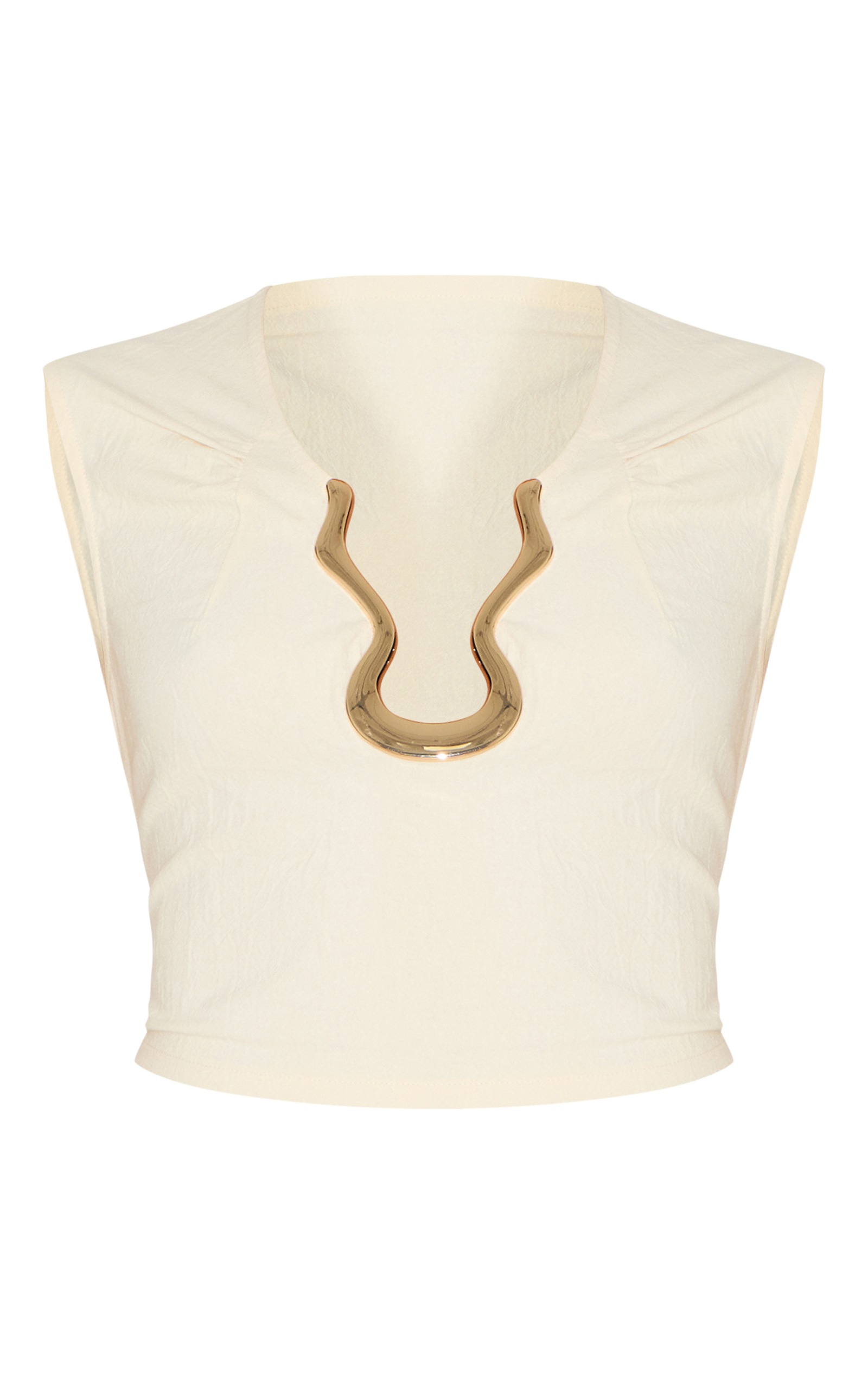 Shape Cream Linen Look Gold Wave Trim Crop Top | Shape ...