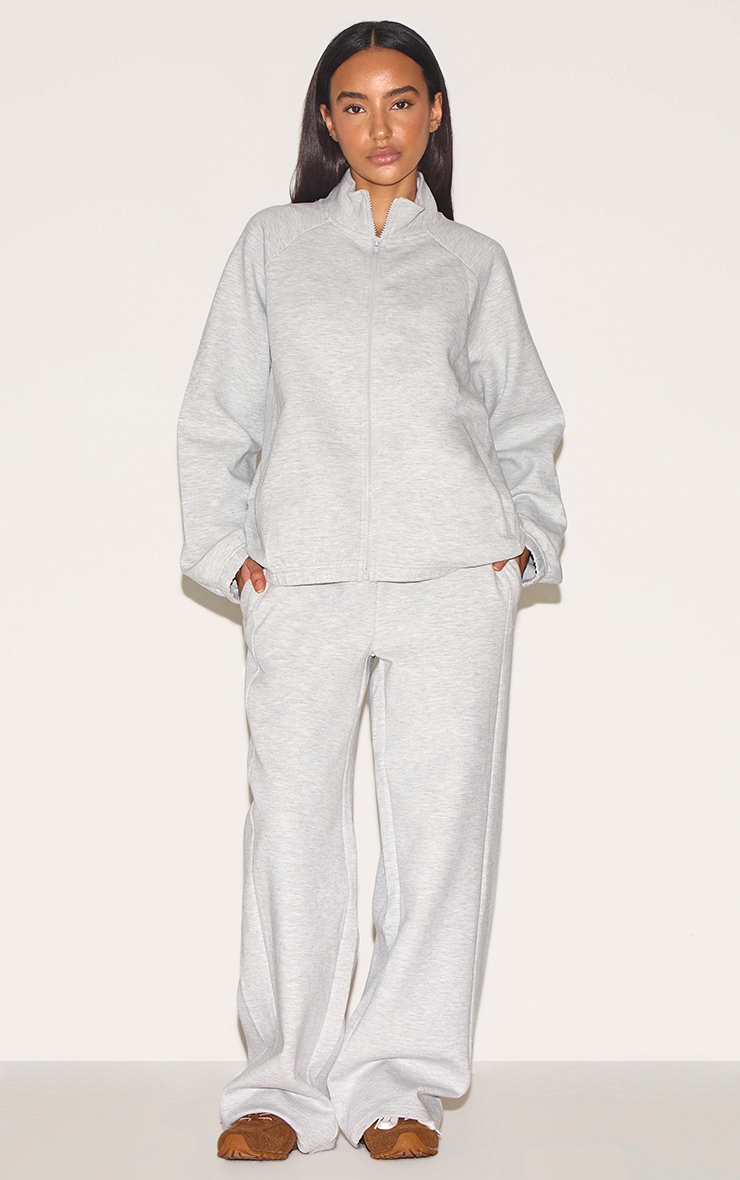 Petite Ash Grey Oversized Interlock Zip Sweatshirt | Petite | PLT