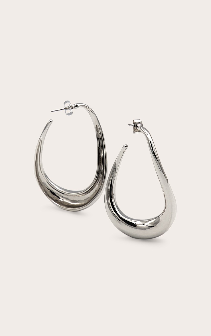 Silver Oversized Slim Hoop Earrings | Accessories | PLT