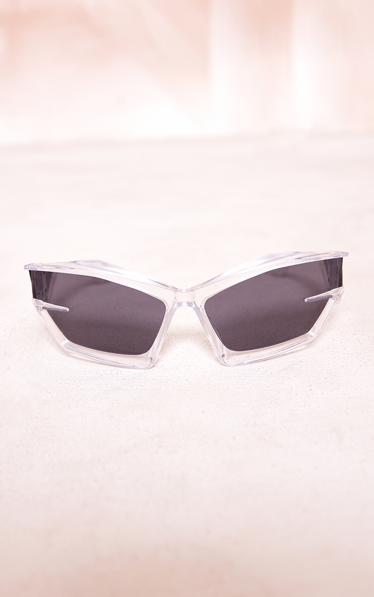 Clear Angular Sporty Visor Sunglasses | Accessories | PLT
