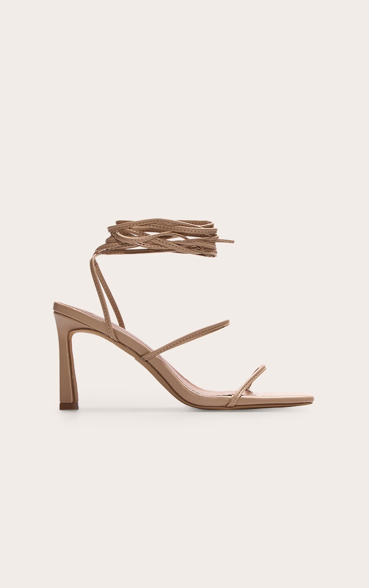 Nude Strappy Mid Stiletto Heeled Sandals | Footwear | PrettyLittleThing AUS