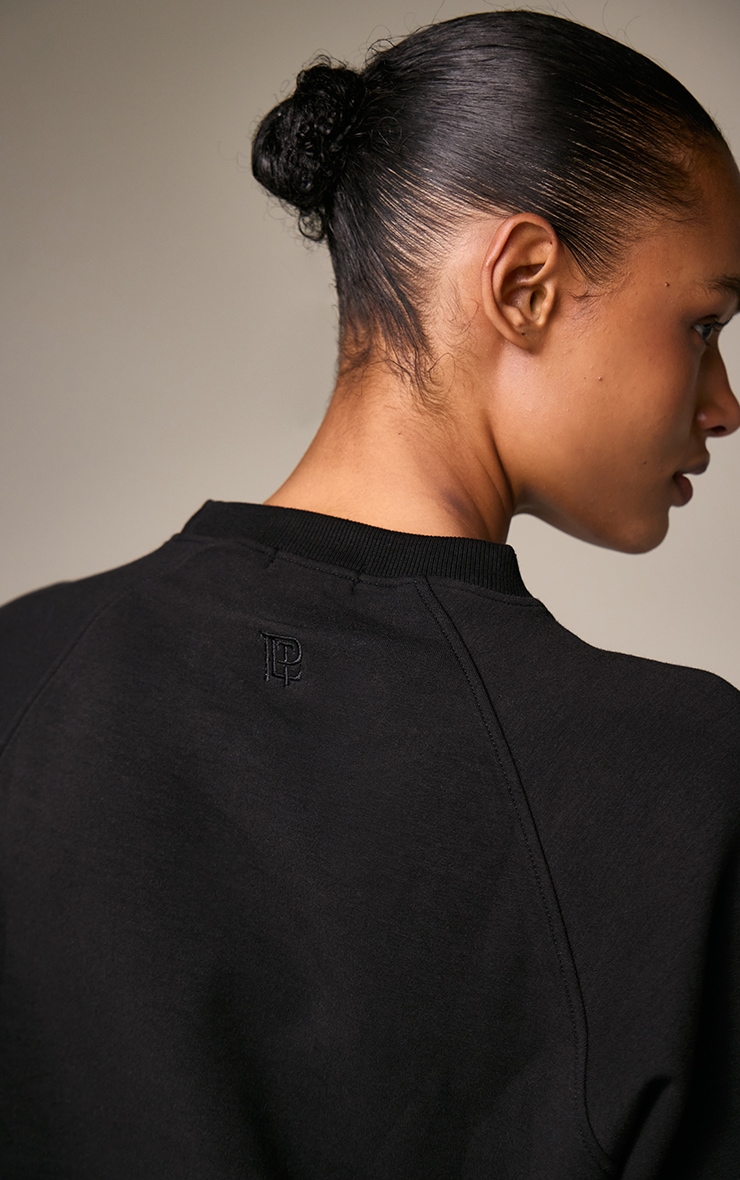 Black Embroidered Interlock Sweatshirt | Athleisure | PLT