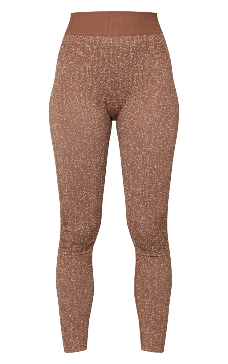 Prettylittlething Brown Textured Seamless Legging | PrettyLittleThing USA